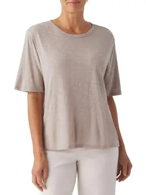 FRANNE GOLDE Slub Jersey Crew Neck Tee - Sand