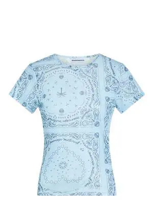 BRIDEMERCH Bandana Print Mesh Baby Tee - Blue