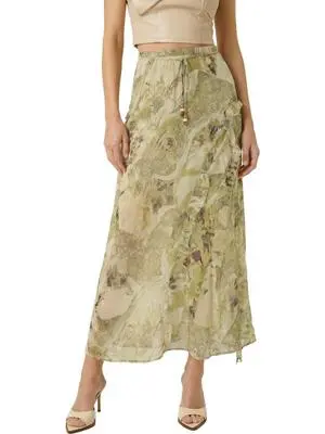 MODENAIRE Midi Ruffle Skirt - Beige
