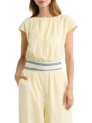 PETAL & PUP Adam Top With Striped Banding - Pale Yellow