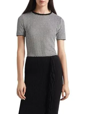 Emporio Armani Geometric Jacquard Jersey Tee - Solid Black
