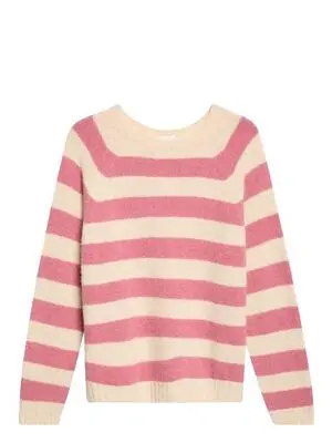 Max Mara Striped Alpaca Blend Crewneck Sweater - Raspberry