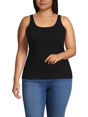 LANDS' END Micro Rib Go-to Layering Tank - Black
