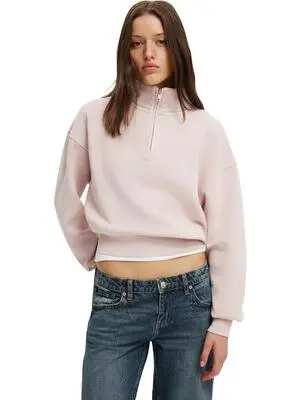 COTTON ON Quarter Zip Sweatshirt - Washed Spellbound