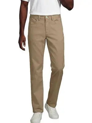 LANDS' END Travel Kit Comfort Waist Classic Straight Fit 5-pocket Pant - Khaki