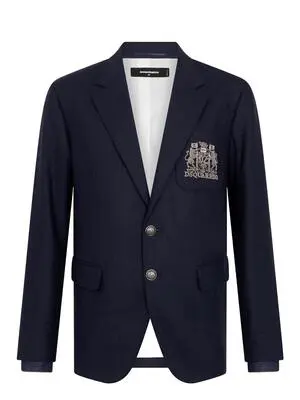 Dsquared2 College Relaxed Shoulder Jacket With Embellished Emblem - Blue