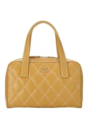 Chanel Leather Wild Stitch Boston Bag - Yellow