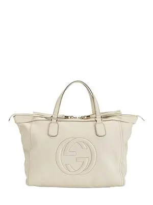 Gucci Soho Leather Zip Tote - White