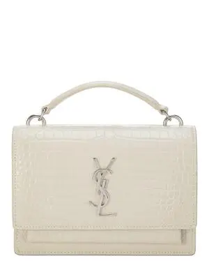 Saint Laurent Embossed Sunset Wallet On Chain - White