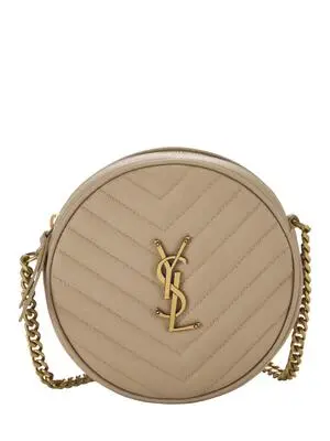 Saint Laurent Grainy Leather Round Camera Bag - Beige