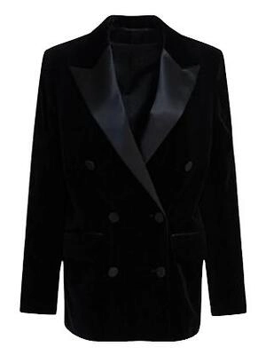 GOLDEN GOOSE Velvet And Satin Doublebreasted Blazer - Black