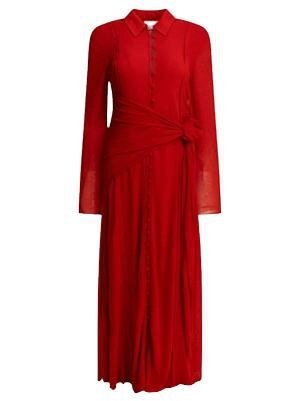 GANNI Ganni Long Sleeve Shirt Dress With Tie Detail