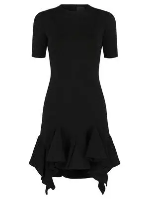 Givenchy Ruffled Hem Panelled Dress - Black