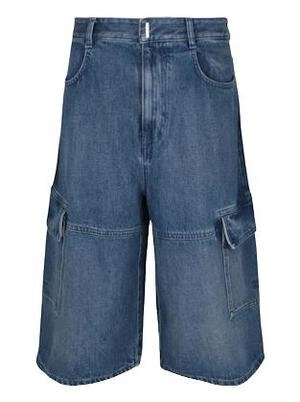 Givenchy Cutted Denim Cargo Shorts - Medium Blue