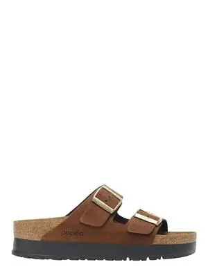 BIRKENSTOCK Birkenstock Arizona Flex Platform Nubuck Leather Sandals Dark Tea
