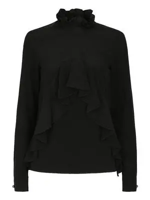 Givenchy Ruffled Silk Blouse - Black