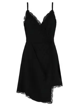 Alexander McQueen Lace Trim Asymmetrical Mini Dress - Black