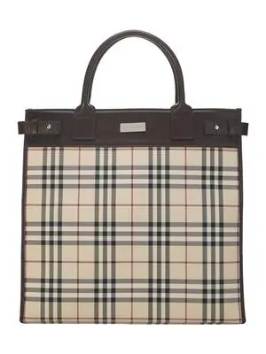 Burberry Check Tote - Brown