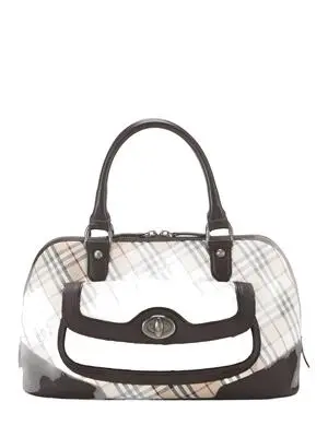 Burberry Jacquard Check Turnlock Dome Handbag - Brown