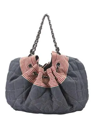 CHANEL Chanel Navy Quilted Denim Coco Cabas Spirit Large Tote