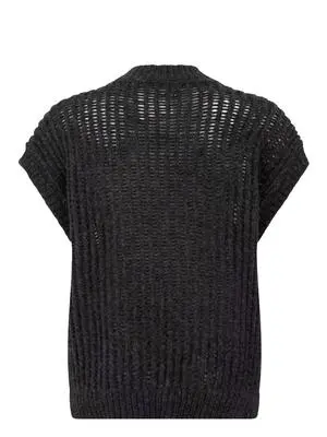 Peserico Chunky Knit V-neck Vest - Black