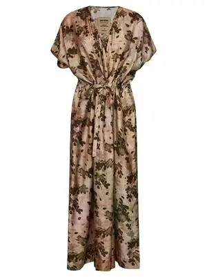 UMA WANG Floral Print V-neck Maxi Dress - Neutrals