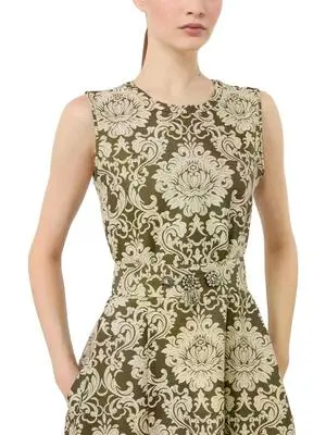 Max Mara Damask Print Sleeveless Midi Dress - Green