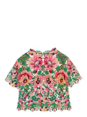 Valentino Garavani Floral Embroidered Lace Blouse - White