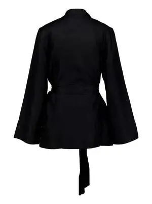 PAULA Belted Wrap Jacket With Shawl Lapels - Black