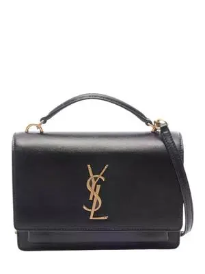 Saint Laurent Leather Sunset Chain Shoulder Bag - Black