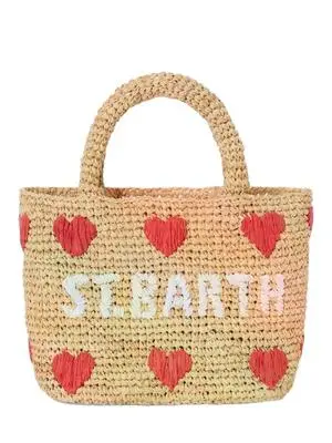 MC2 SAINT BARTH Embroidered Raffia Beach Bag - Neutrals