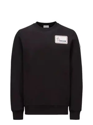 Moncler Logo Printed Crewneck Sweatshirt - Black