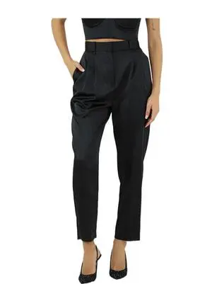 Elisabetta Franchi Stretch Satin Trousers - Nero