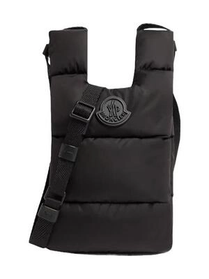 Moncler Quilted Crossbody Bag With Logo Patch - Black