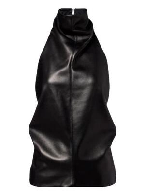Khaite Rone Halterneck Leather Top - Black