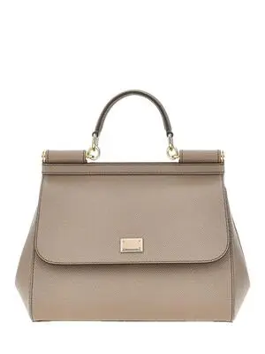 Dolce & Gabbana DOLCE & GABBANA Dauphine Leather Large Sicily Bag Gray