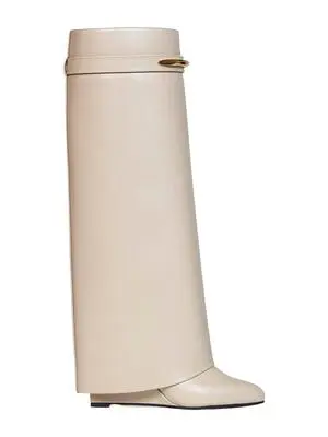 Givenchy GIVENCHY Beige Leather Shark Pinch Knee-High Boots Multicolor