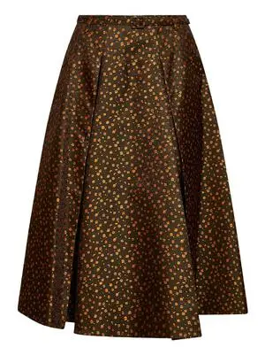 Prada Floral Jacquard Belted Midi Skirt - Multicolor