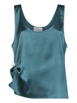 Giuseppe Di Morabito GIUSEPPE DI MORABITO Oil Green Satin Draped Top Multicolor