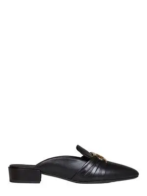 FERRAGAMO Black Corby Mules With Gancini Ornament - Multicolor