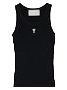 AMI Paris Black Organic Stretch Ribbed Cotton Tank Top With De Cœur Embroidery - Multicolor
