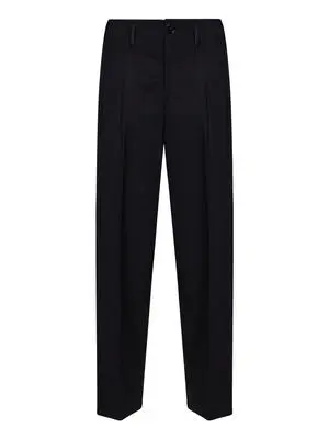 AMI Paris Black Virgin Wool Double-pleat Trousers - Multicolor