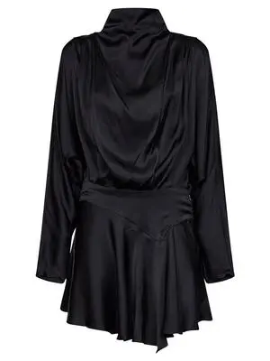 Isabel Marant Étoile Black Satin Draped Mini Dress - Multicolor