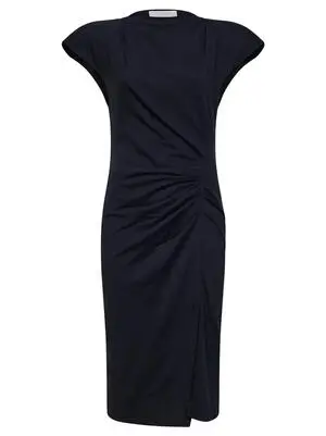 Isabel Marant Étoile Black Cotton Jersey Midi Dress With Asymmetric Details - Multicolor
