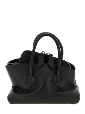 Attico La Passeggiata Mini Handbag In Hammered Leather - Black