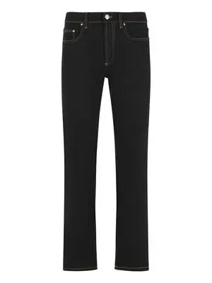 Versace Cotton Jeans With Medusa Biggie Appliqu - Black