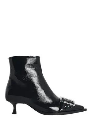 GANNI Naplack Buckle Eco Leather Ankle Boots - Black