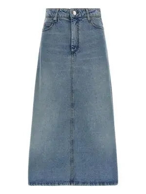 AMI Paris Trapeze Denim Midi Skirt - Blue