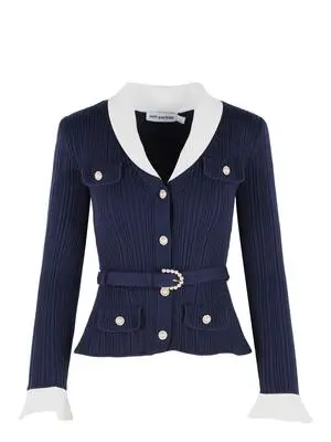 SELF-PORTRAIT SELF-PORTRAIT Ribbed Cardigan With Belt