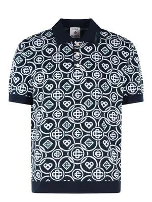 Casablanca Cc Monogram' Navy Cotton Polo Shirt - Blue